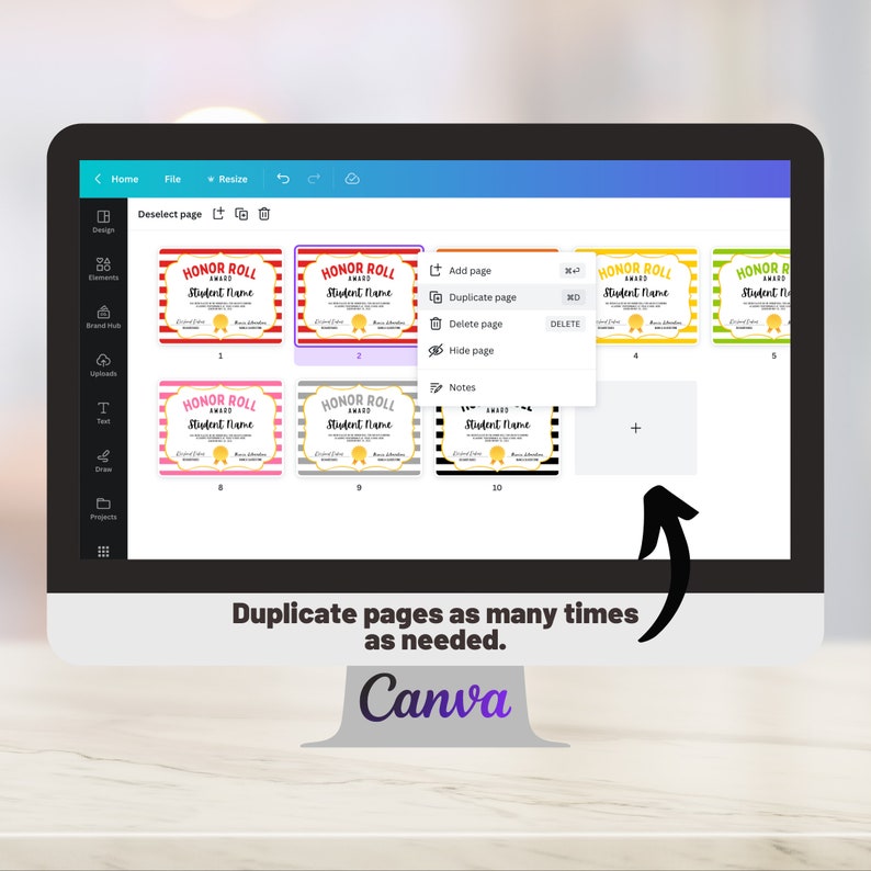 Honor Roll Certificate Template, Editable School Academic Award ...