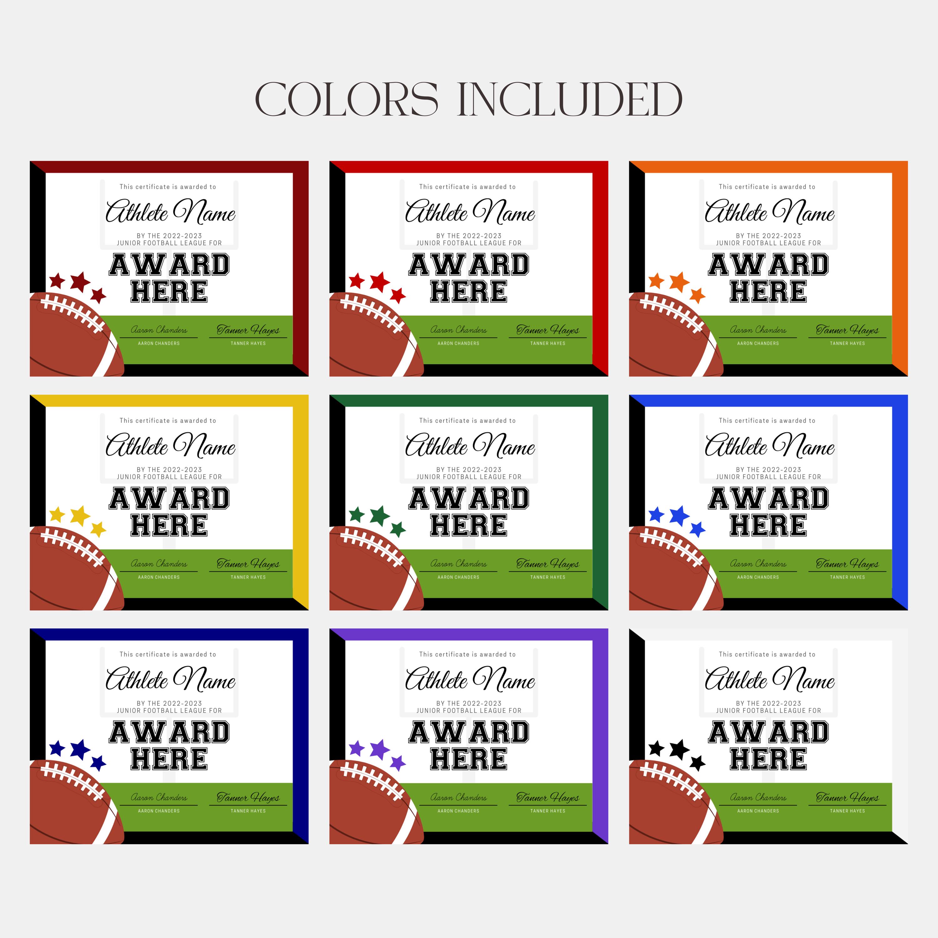 Editable Football Awards Template, Custom Football Award Certificates ...