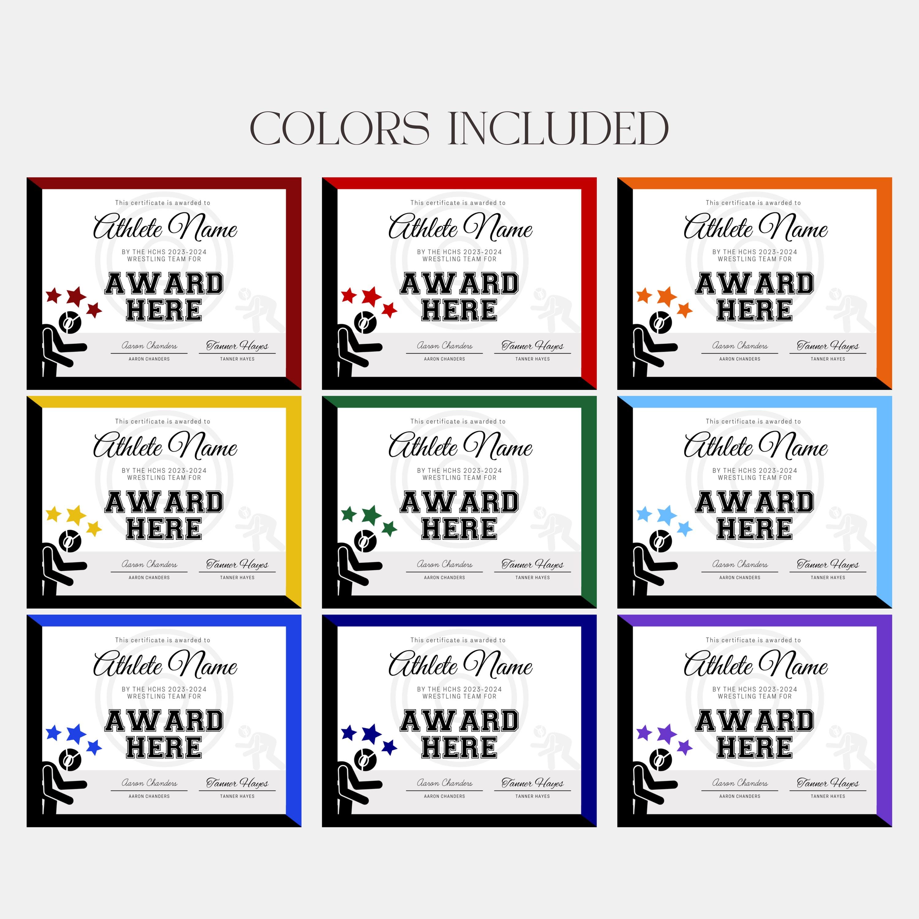 Editable Wrestling Awards Template, Custom Wrestling Award Certificates ...