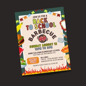 Editable Back to School Barbecue Flyer Printable Back to School BBQ ...