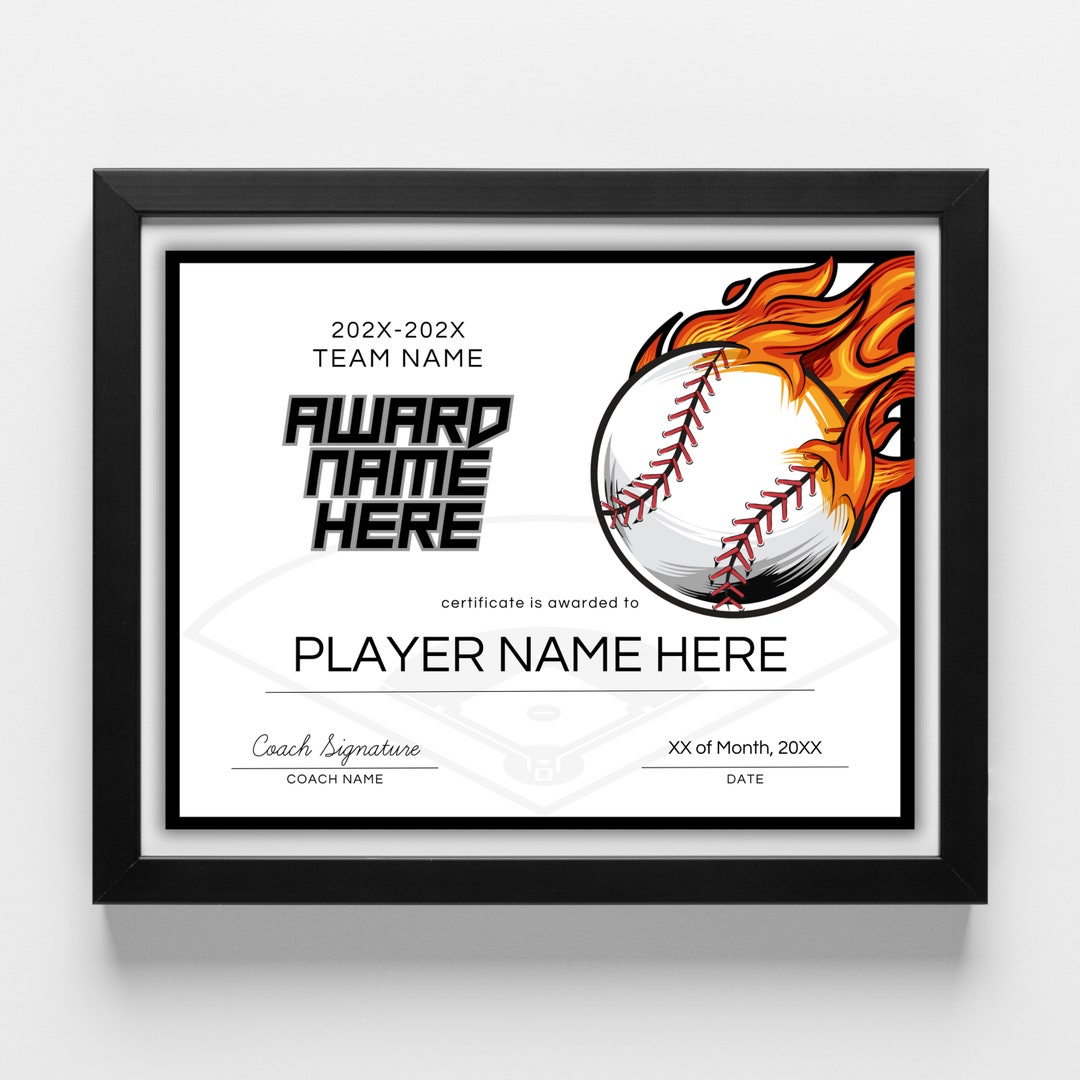 Editable Baseball Awards Printable, Baseball Team Certificate Bundle ...
