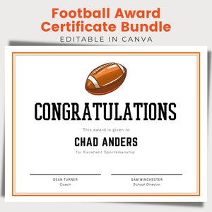 End of Season Football Awards, Editable Football Award Certificate ...