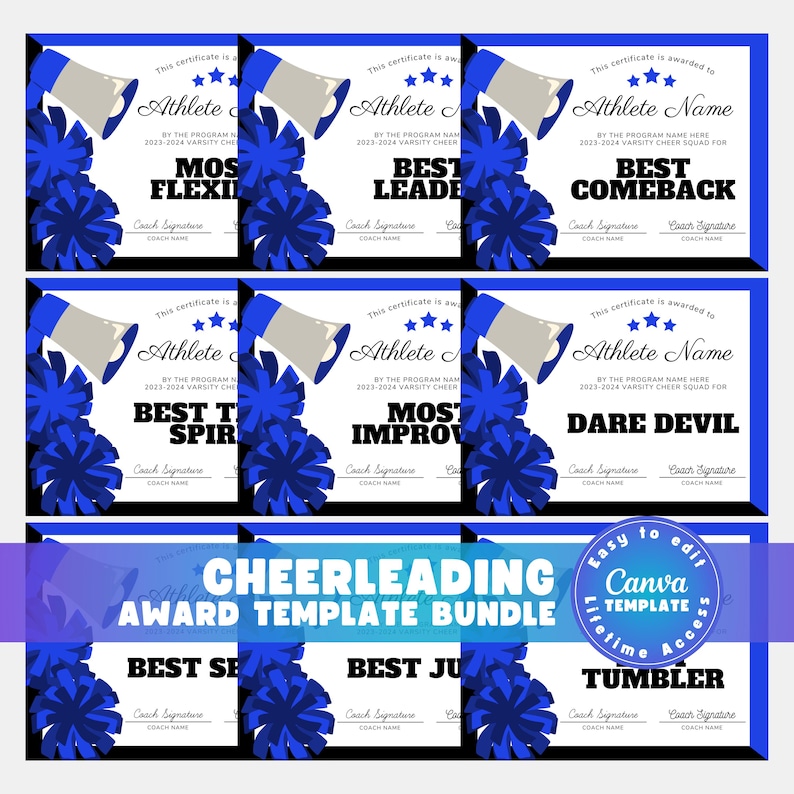 Editable Cheerleading Awards Template, Custom Cheer Award Certificates ...