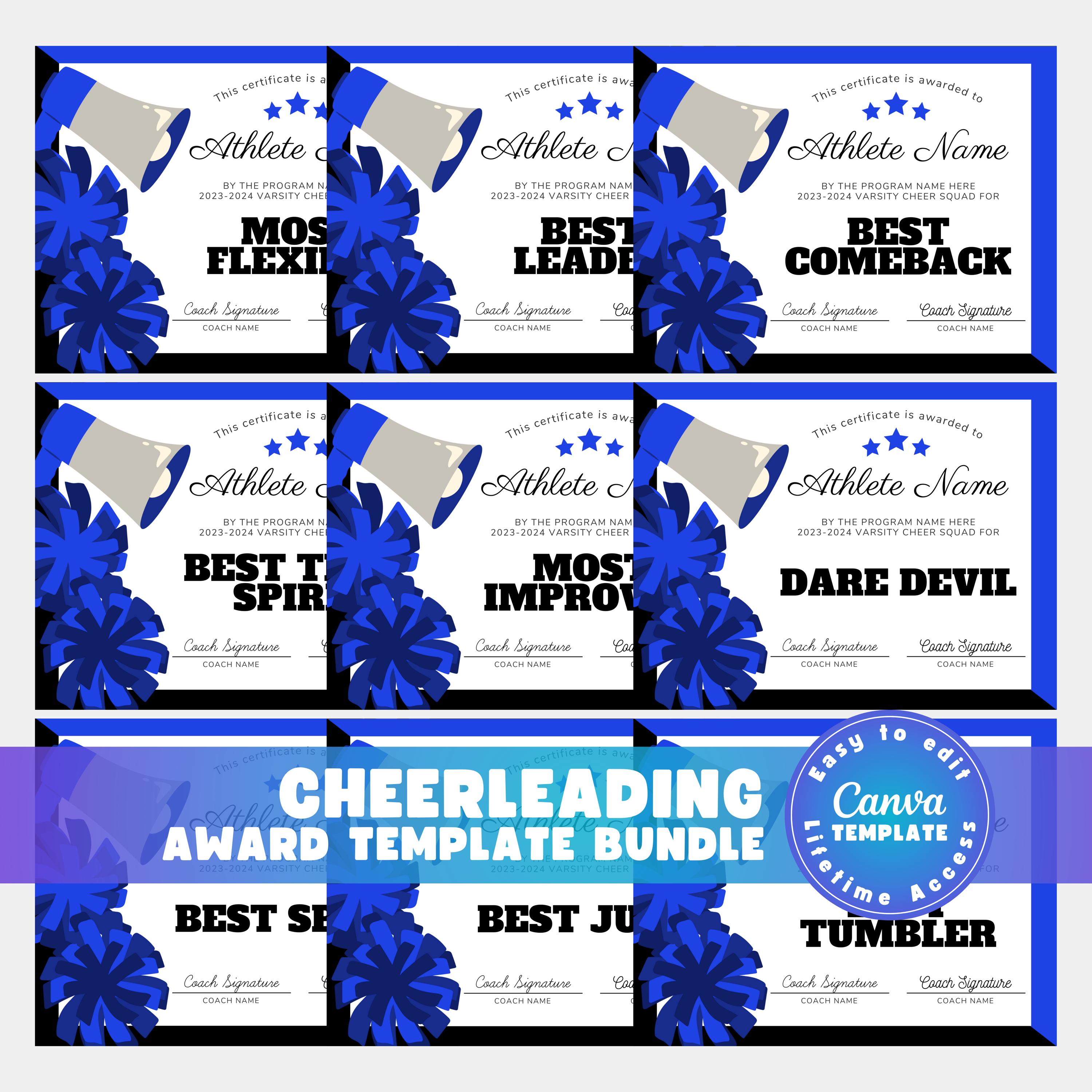 Editable Cheerleading Awards Template, Custom Cheer Award Certificates ...