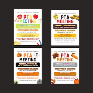 Editable PTA/PTO Meeting Flyer Bundle School Event Template (canva PDF ...