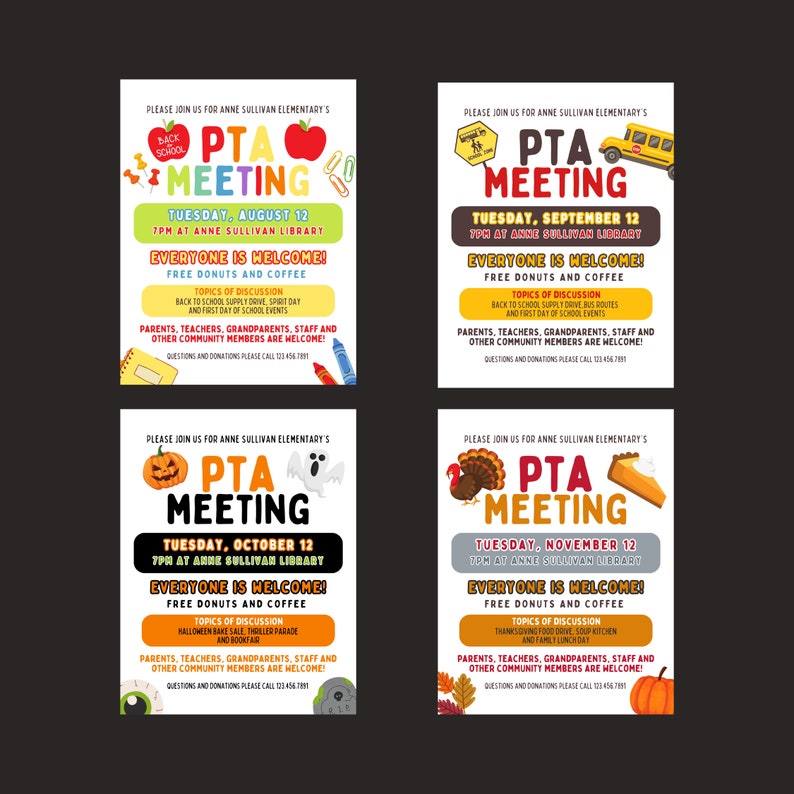 Editable Seasonal PTA PTO Meetings Flyer Bundle Canva Template - Etsy Editable Seasonal PTA PTO Meetings Flyer Bundle Canva Template - Etsy