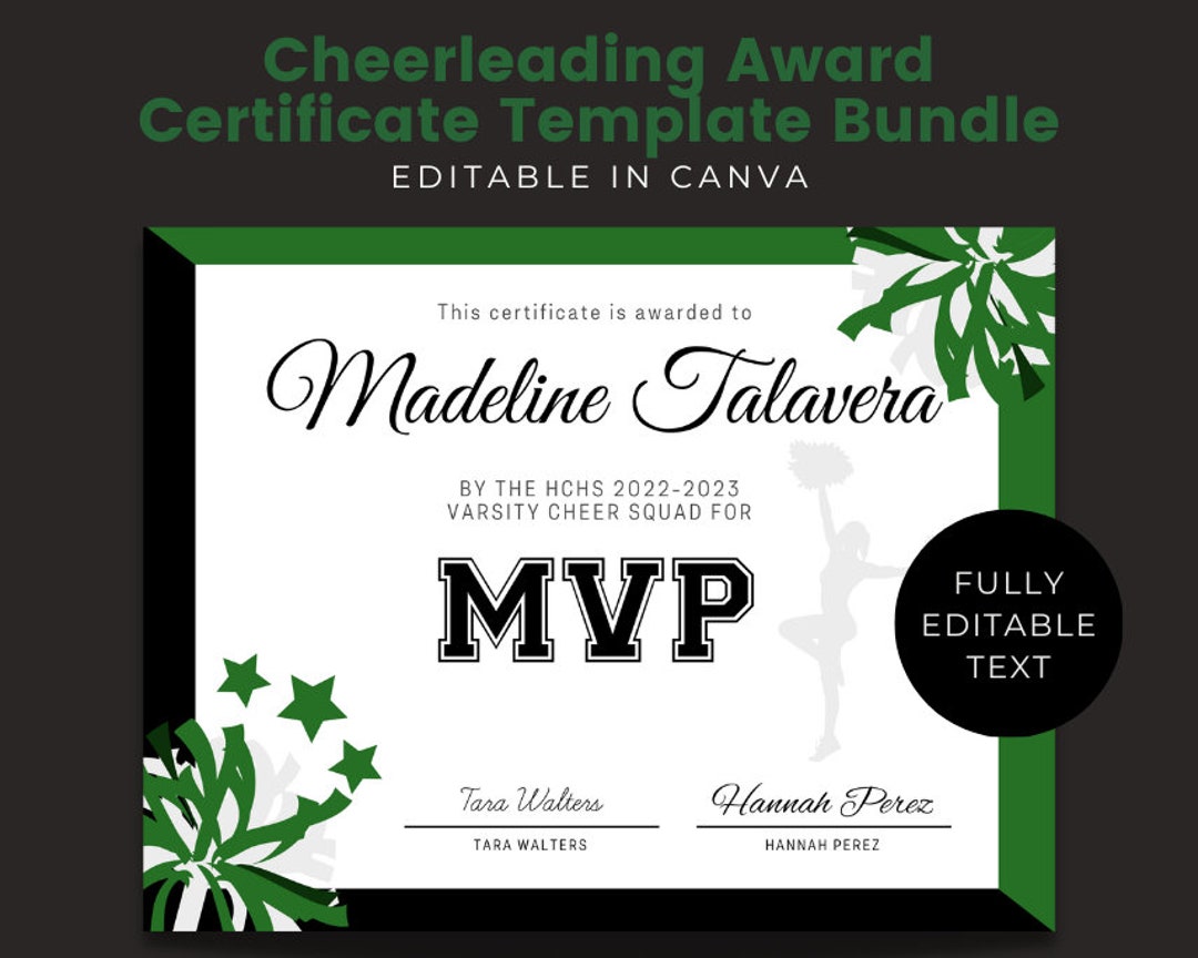 Editable Cheerleading Certificate, Cheer Squad Awards, Printable Cheer ...