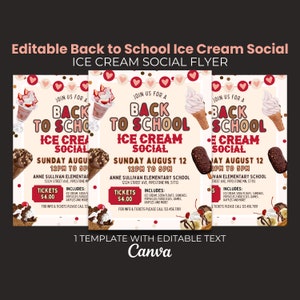 Editable Back to School Ice Cream Social Flyer, Printable Back to ...