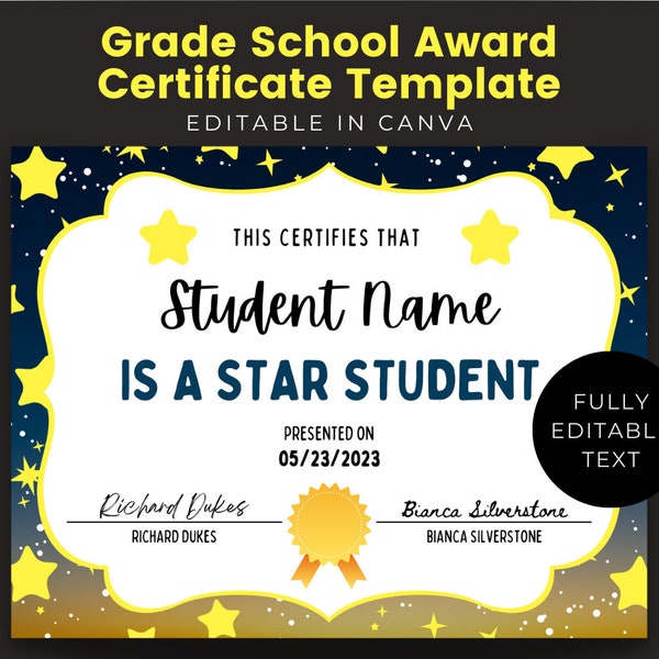 Star Award Certificate - Etsy