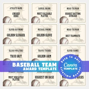 Personalized Baseball Award Certificates Custom Team Awards (canva ...