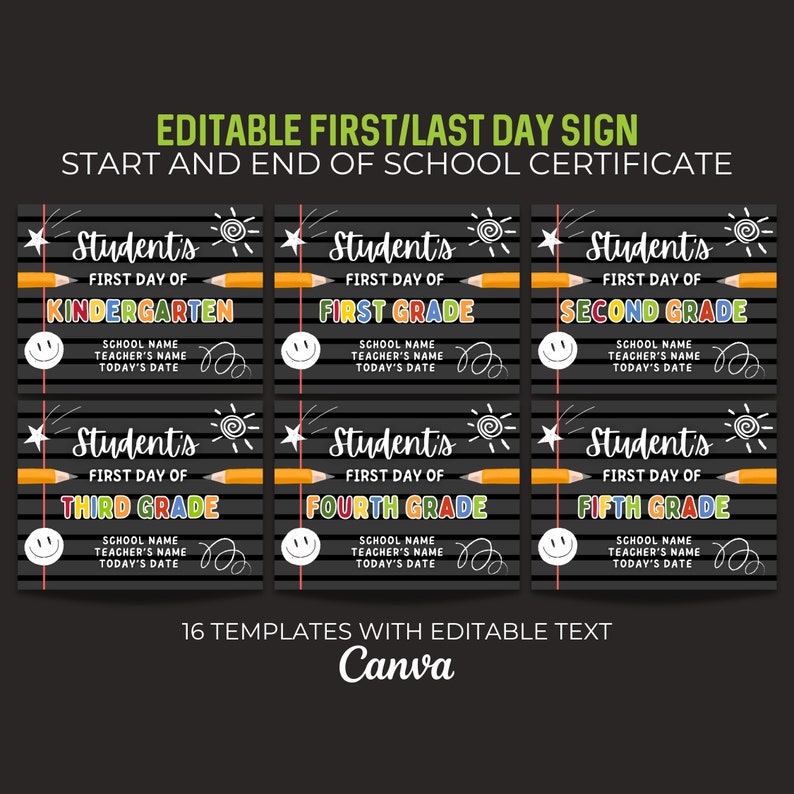 Editable First Day of School Sign Printable First Day of - Etsy