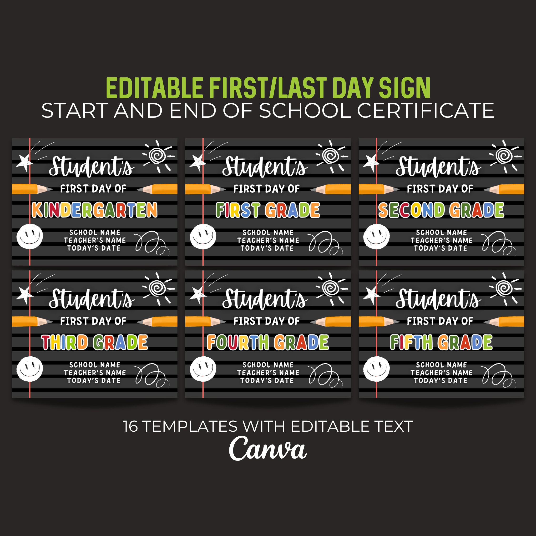 Editable First Day of School Sign Printable First Day of - Etsy