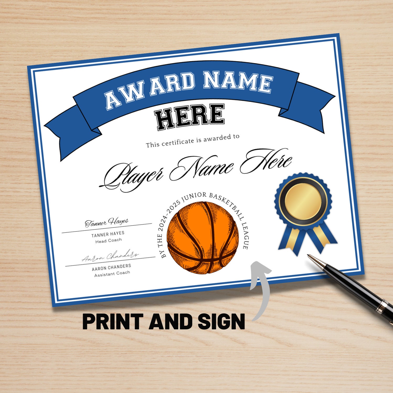 Editable Basketball Awards Template, Custom Bball Award Certificates ...