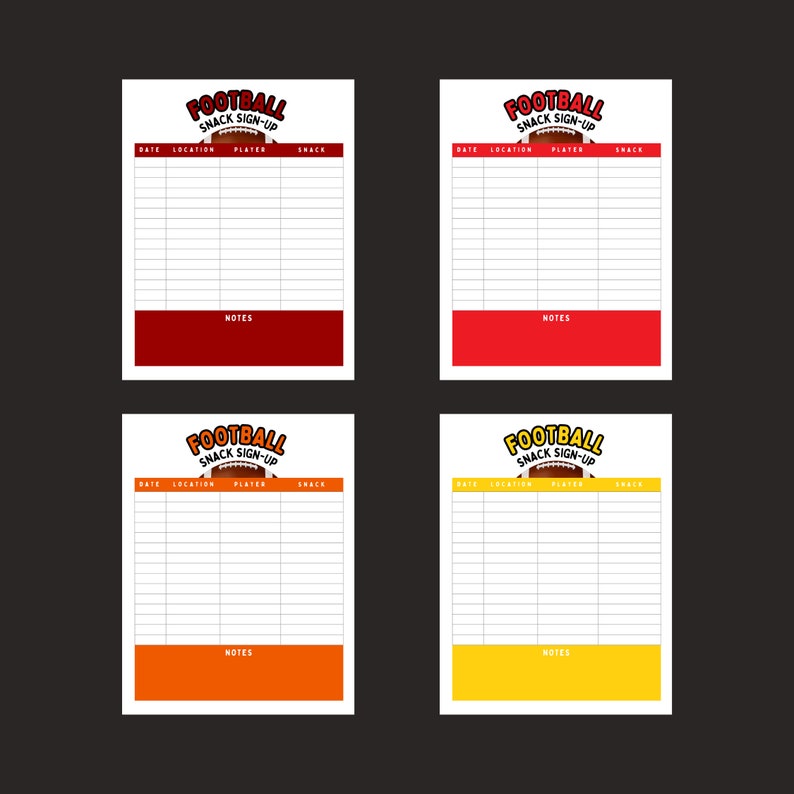 Editable Football Snack Sign up Sheet Game Day Schedule Canva - Etsy