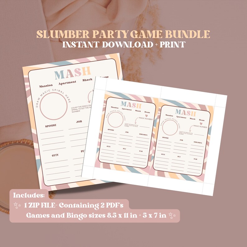 Printable Slumber Party Games Bundle Bingo Girls Sleepover Etsy