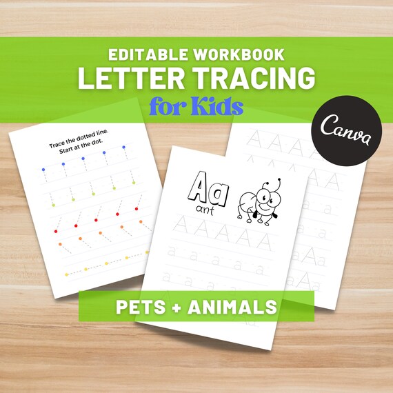 Editable Letter Tracing for Kids Complete Workbook Worksheet | Etsy