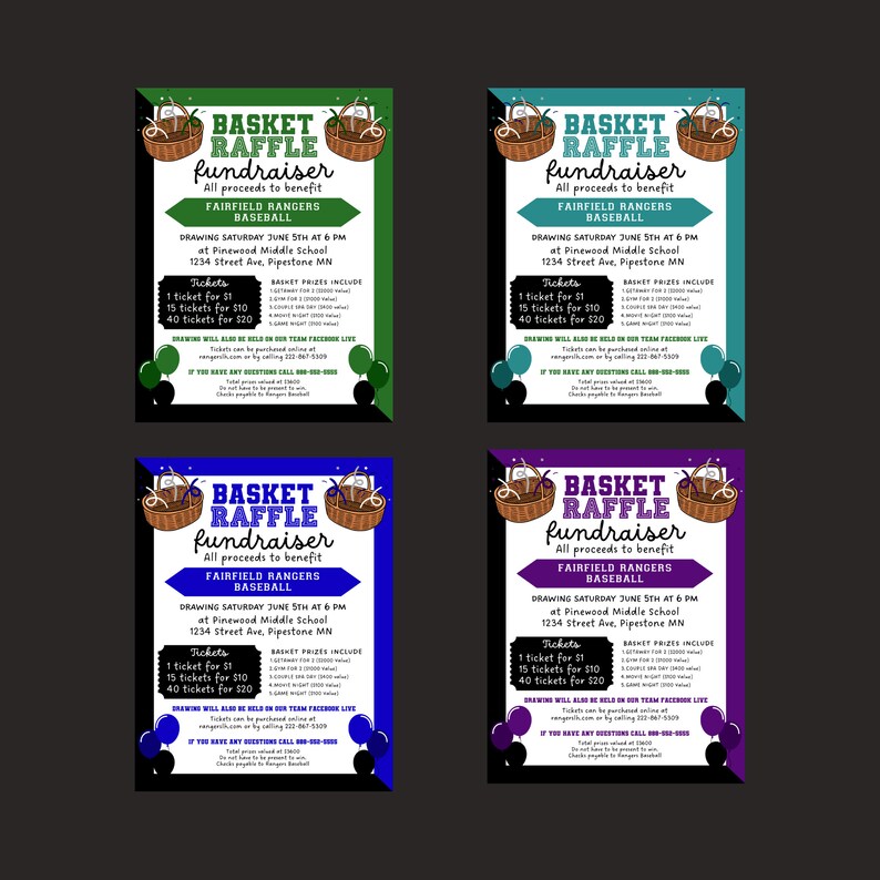 Editable Basket Raffle Ticket Fundraiser Flyer Raffle - Etsy