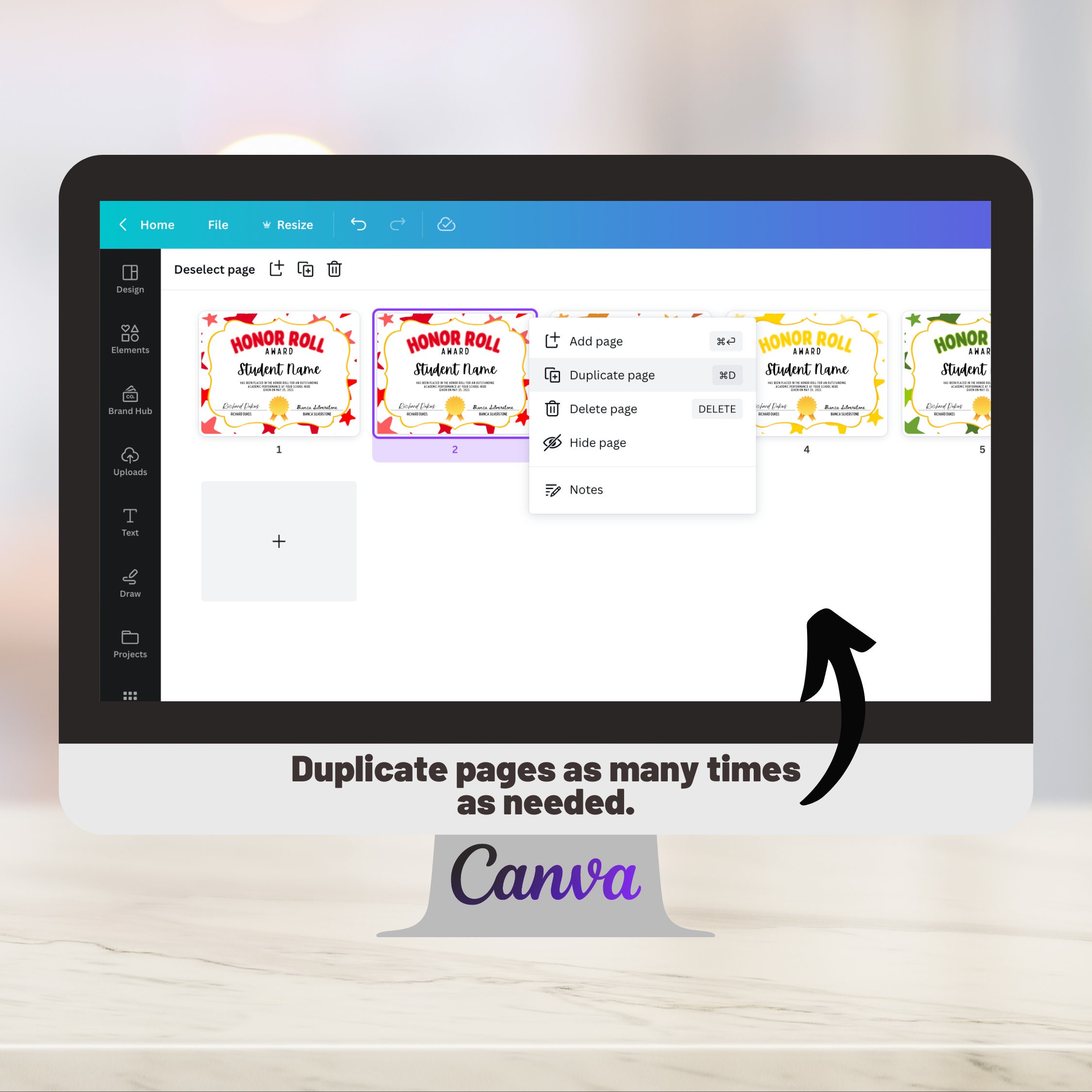 Editable School Honor Roll Certificate Template (canva, Digital ...