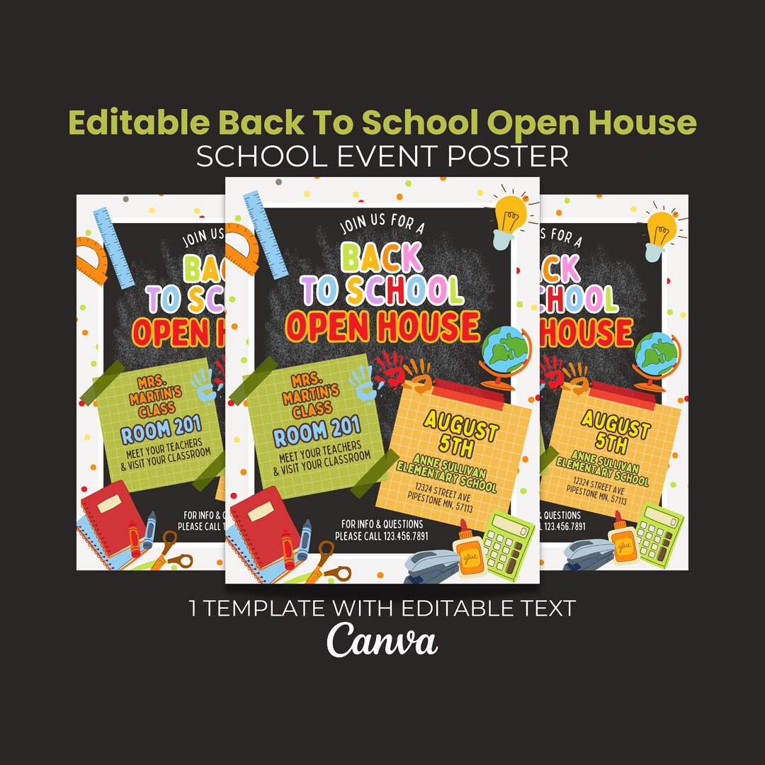 Editable Back to School Open House Flyer, Printable Back to School Sign ...