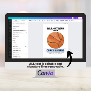 Editable Coach Appreciation Gift Basketball Coach Thank You Card ...