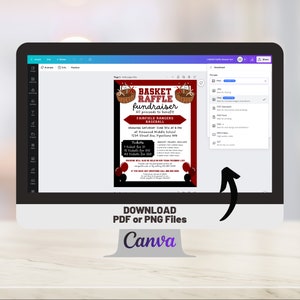 Editable Basket Raffle Ticket Flyer Template Sports Fundraiser (digital ...