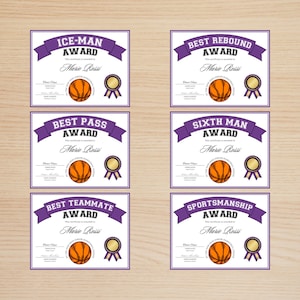 Basketball Award Certificates Editable Team Awards Canva Template ...