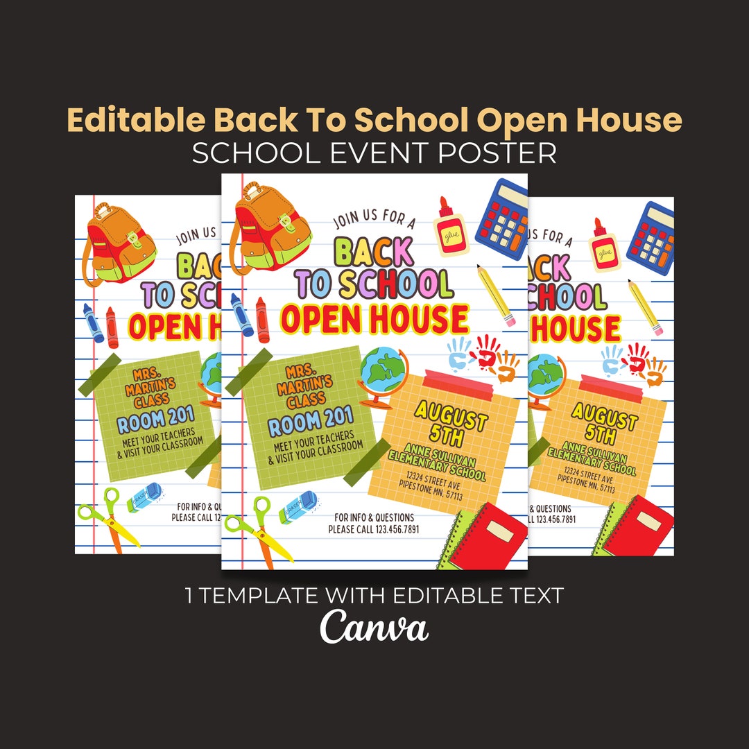 Editable Back to School Open House Flyer, Printable Back to School Sign ...