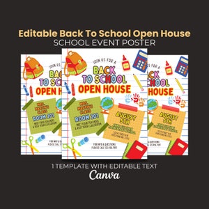 Editable Back to School Open House Flyer, Printable Back to School Sign ...