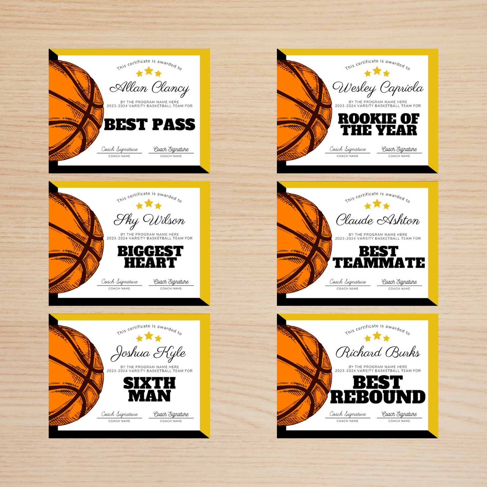 Editable Basketball Awards Template, Custom Bball Award Certificates ...