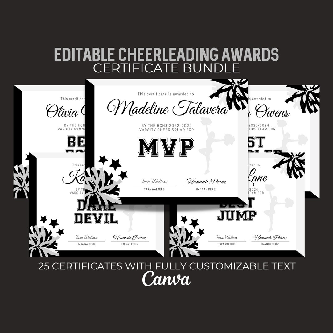 Editable Cheerleading Certificate Cheer Squad Team Party - Etsy