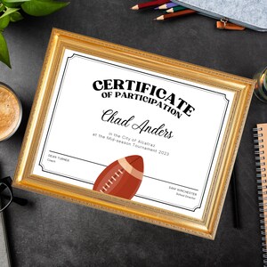 End of Season Football Awards Editable Certificate Printable - Etsy