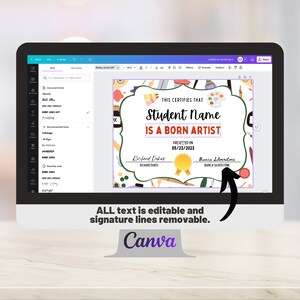 Editable School Certificate Art Award Elementary Student Classroom ...