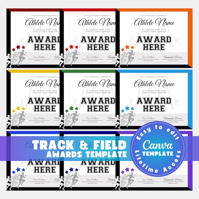Editable Track and Field Awards Certificate Template (canva) - Etsy