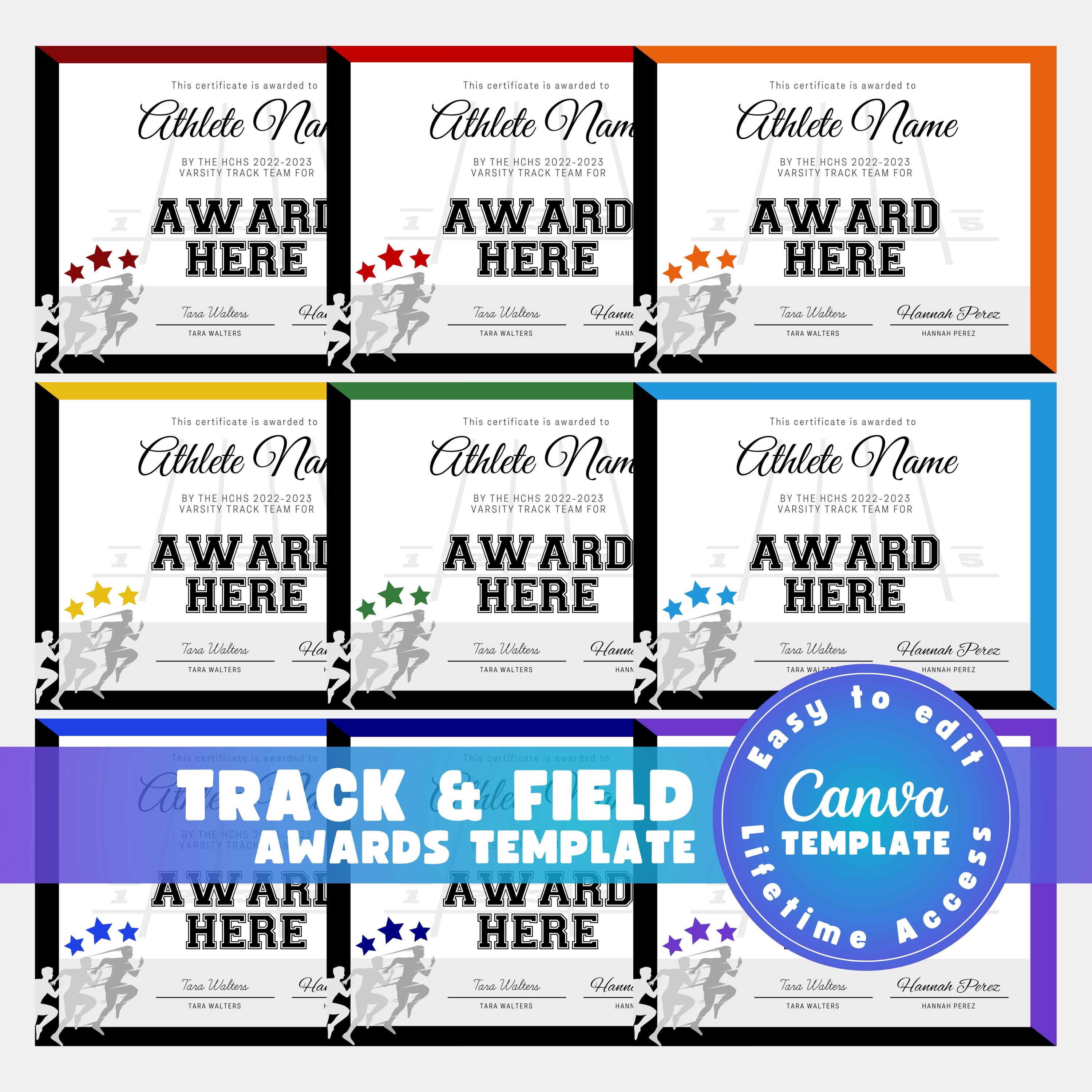 Editable Track and Field Awards Template, Custom Running Award ...