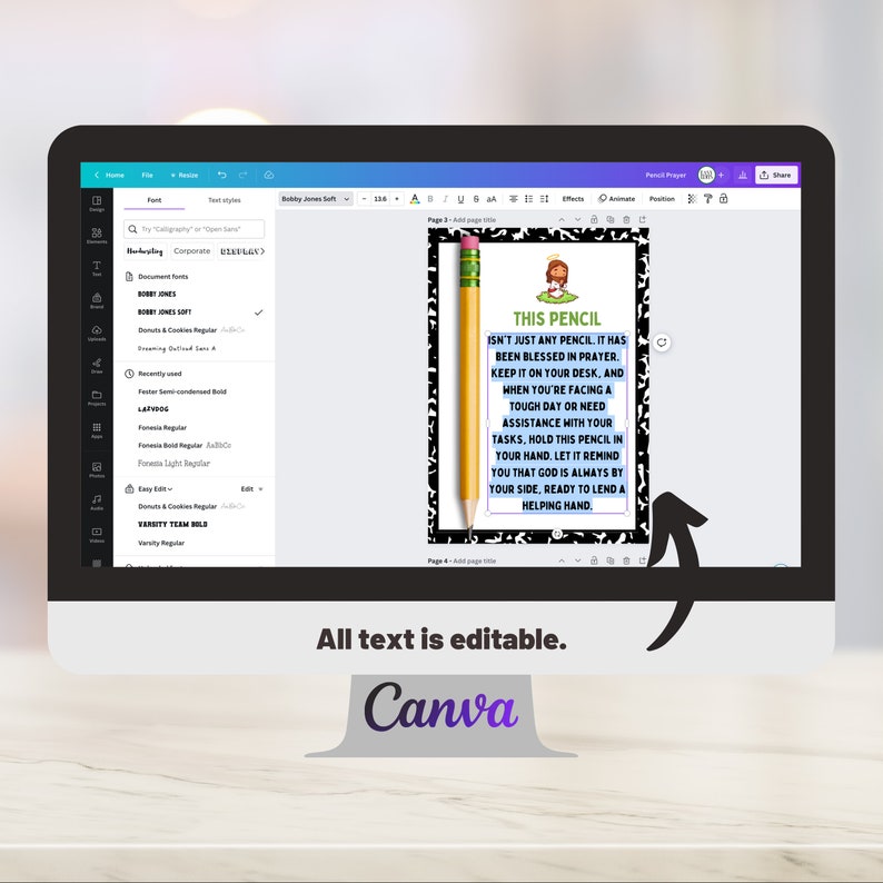 Editable Pencil Prayer Tag Sunday School Printable Pencil - Etsy