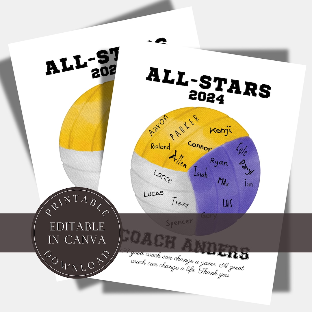 Editable Coach Appreciation Gift Volleyball Coach Thank You Card ...