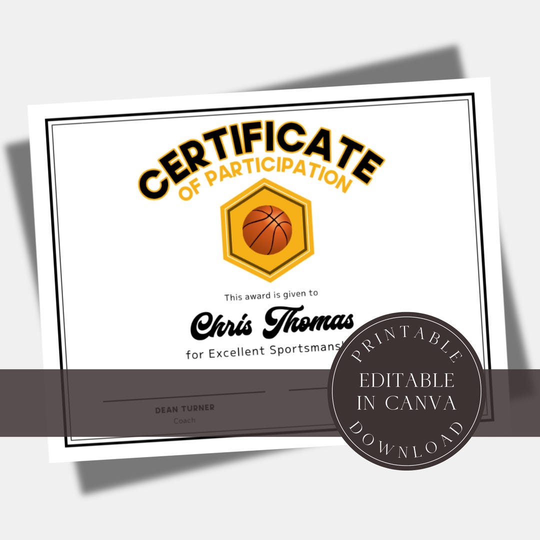 Editable Basketball Awards Template, Custom Bball Award Certificates ...