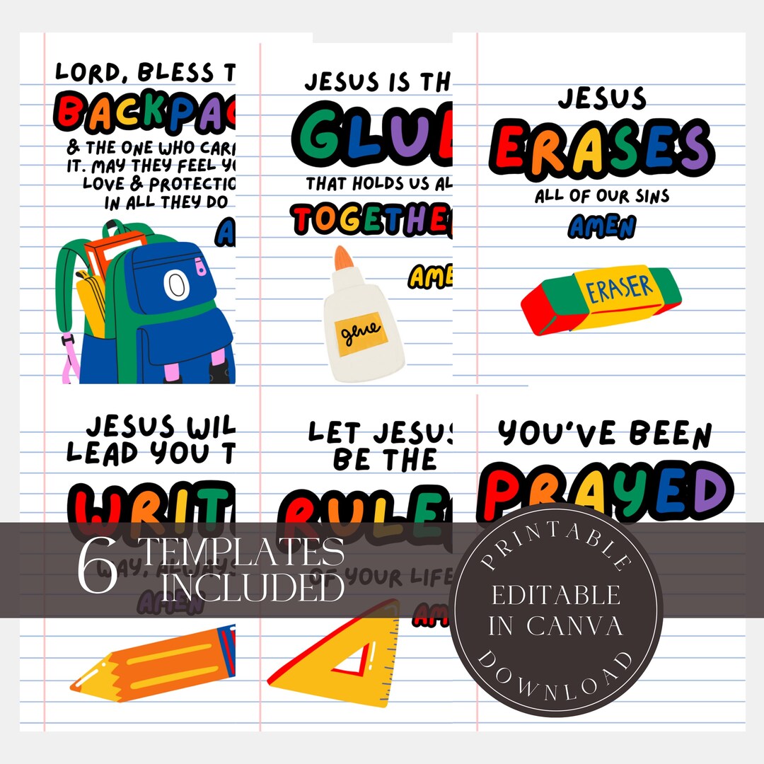 Editable Backpack Prayer Tags School Supplies Tags Supplies Prayer Tags ...