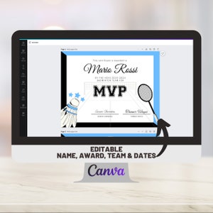 End of Season Badminton Certificate Bundle, Editable Badminton Award ...