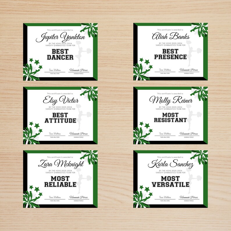 Editable Cheerleading Certificate Cheer Squad Awards - Etsy