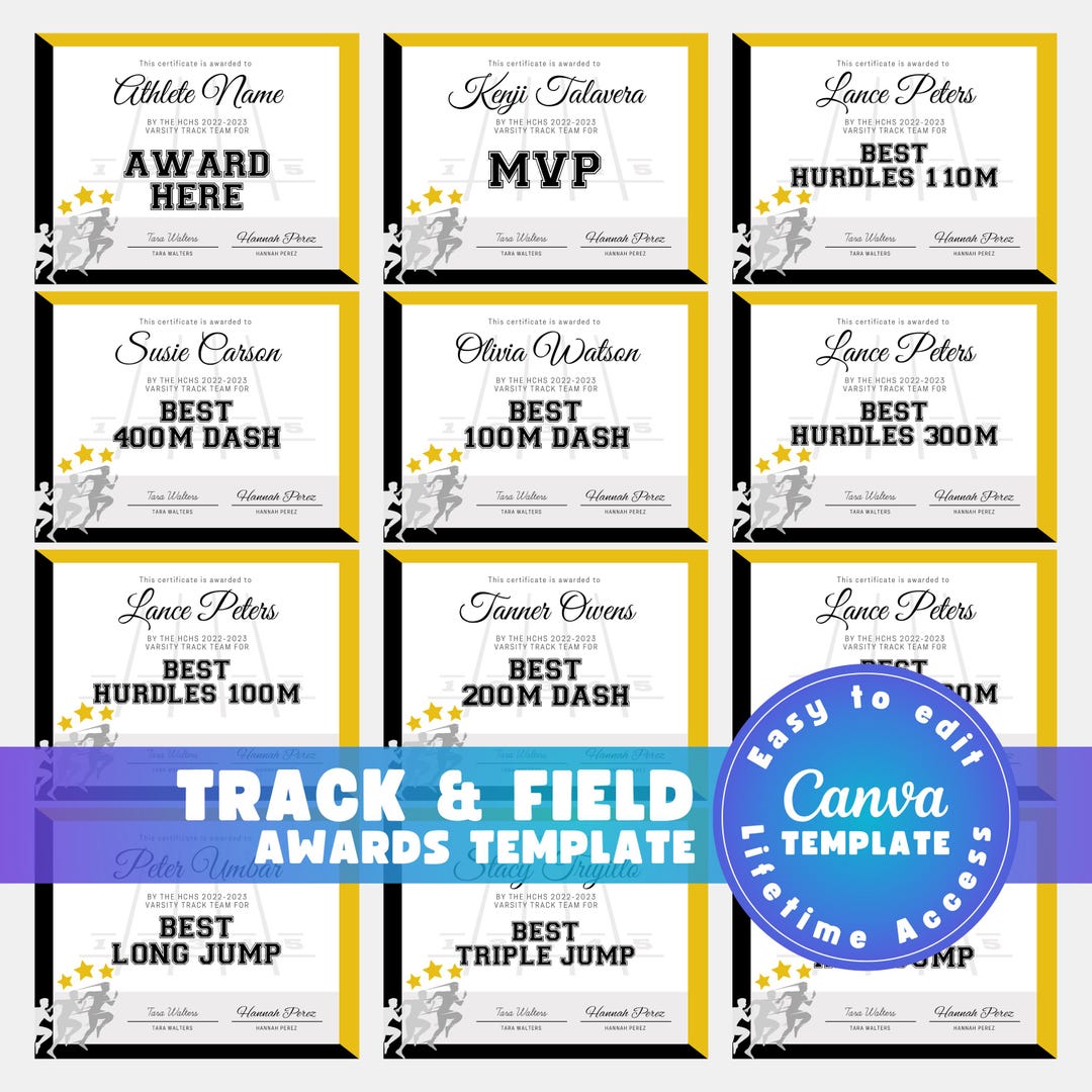 Editable Track and Field Awards Template, Custom Running Award ...
