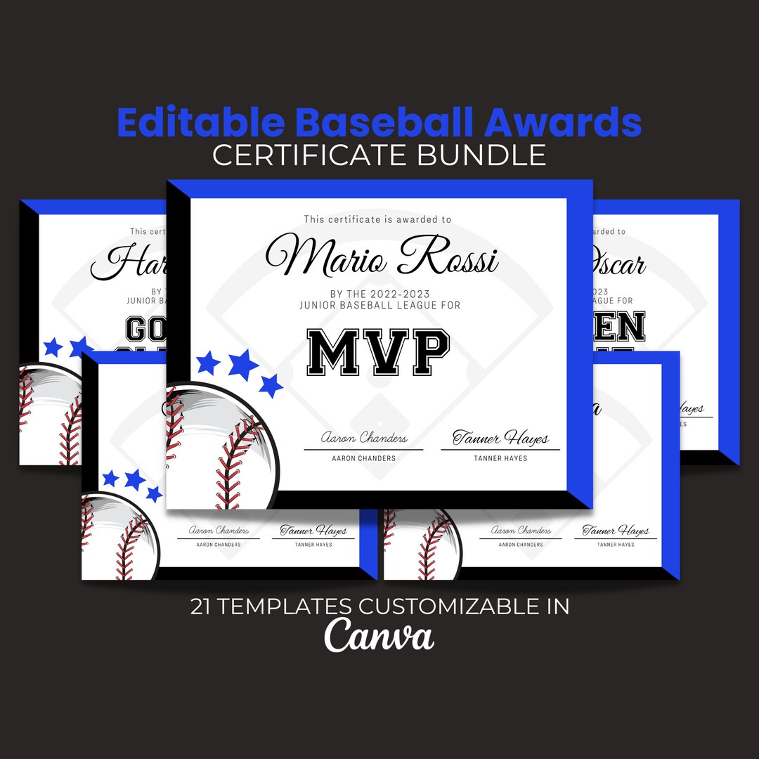 Baseball Awards Printable, Baseball Team Certificate Bundle, Canva ...