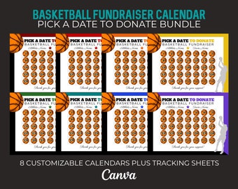 EDITABLE Basketball Fundraiser Calendar Pick a Date to Donate - Etsy
