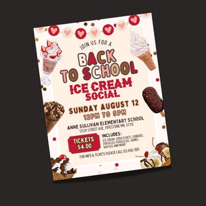 Editable Back to School Ice Cream Social Flyer Printable Back to School ...