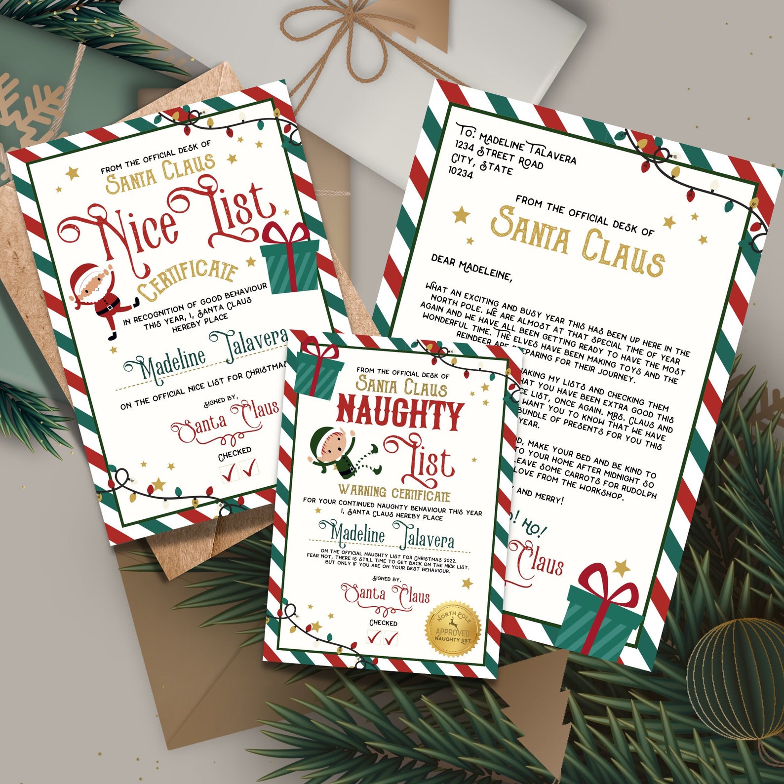 Editable Letter From Santa Bundle Christmas Nice List - Etsy