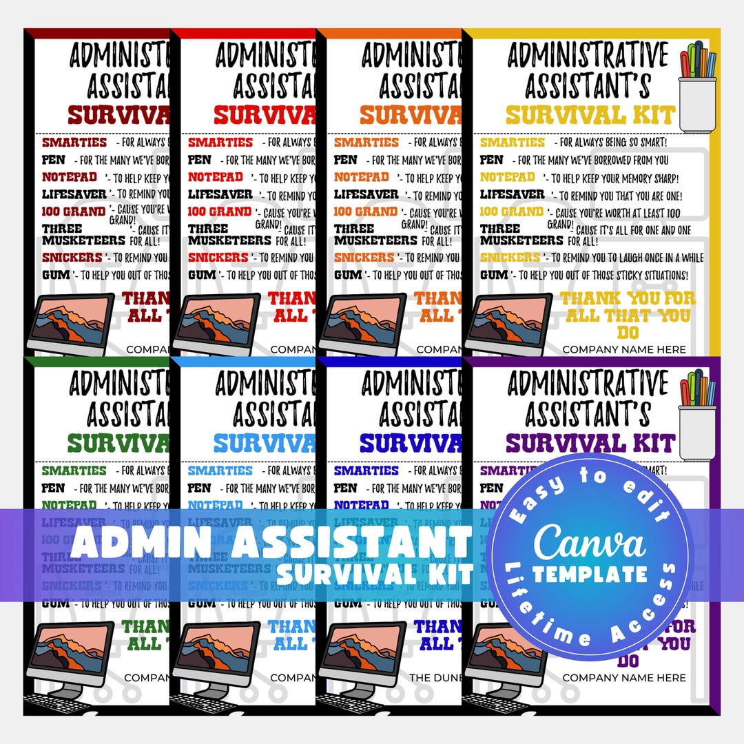 Editable Administrative Assistant Survival Kit Template, Staff ...