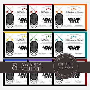 Editable Fencing Team Certificate Fencing Awards Printable Fencer Award ...