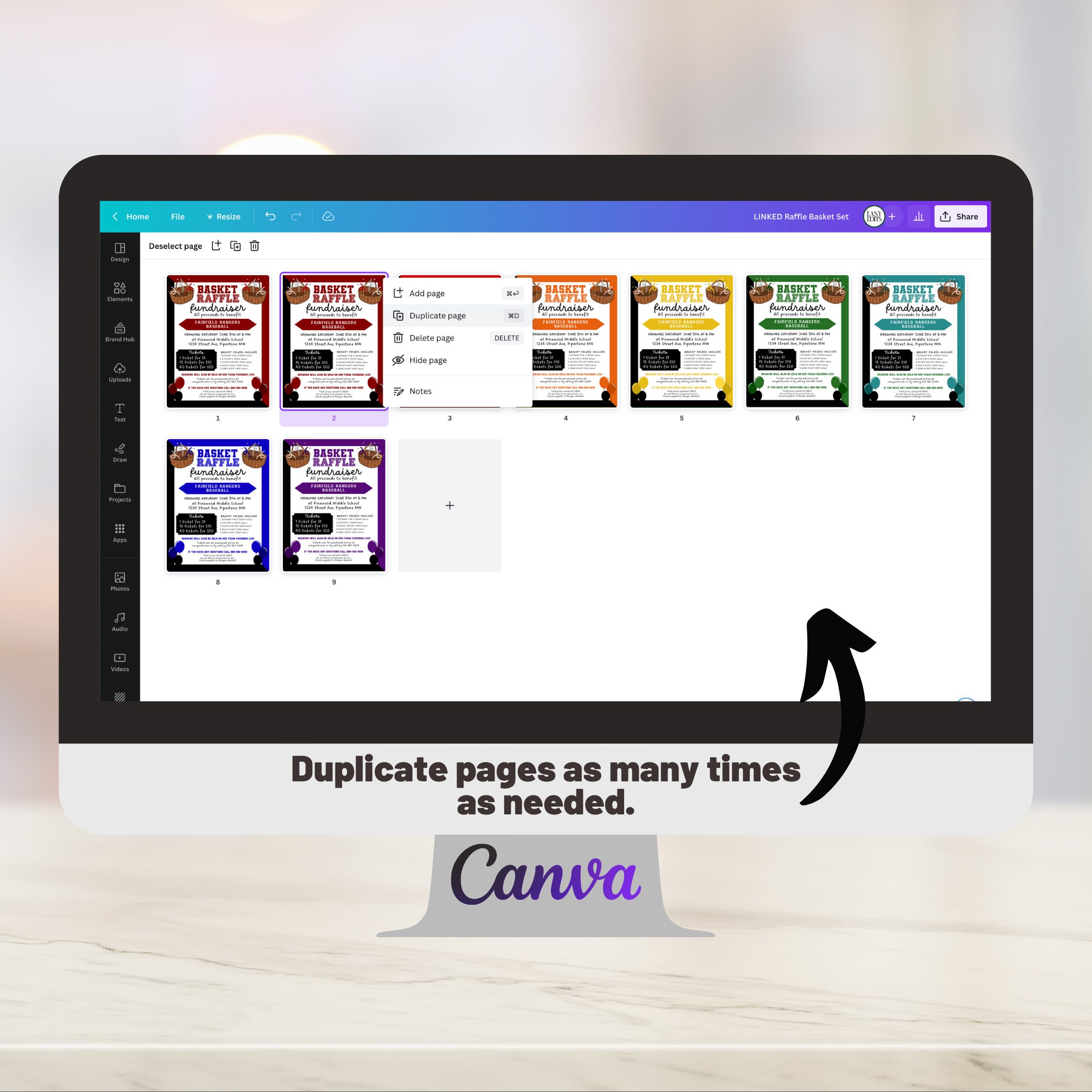 Editable Basket Raffle Ticket Flyer Template Sports Fundraiser (digital ...