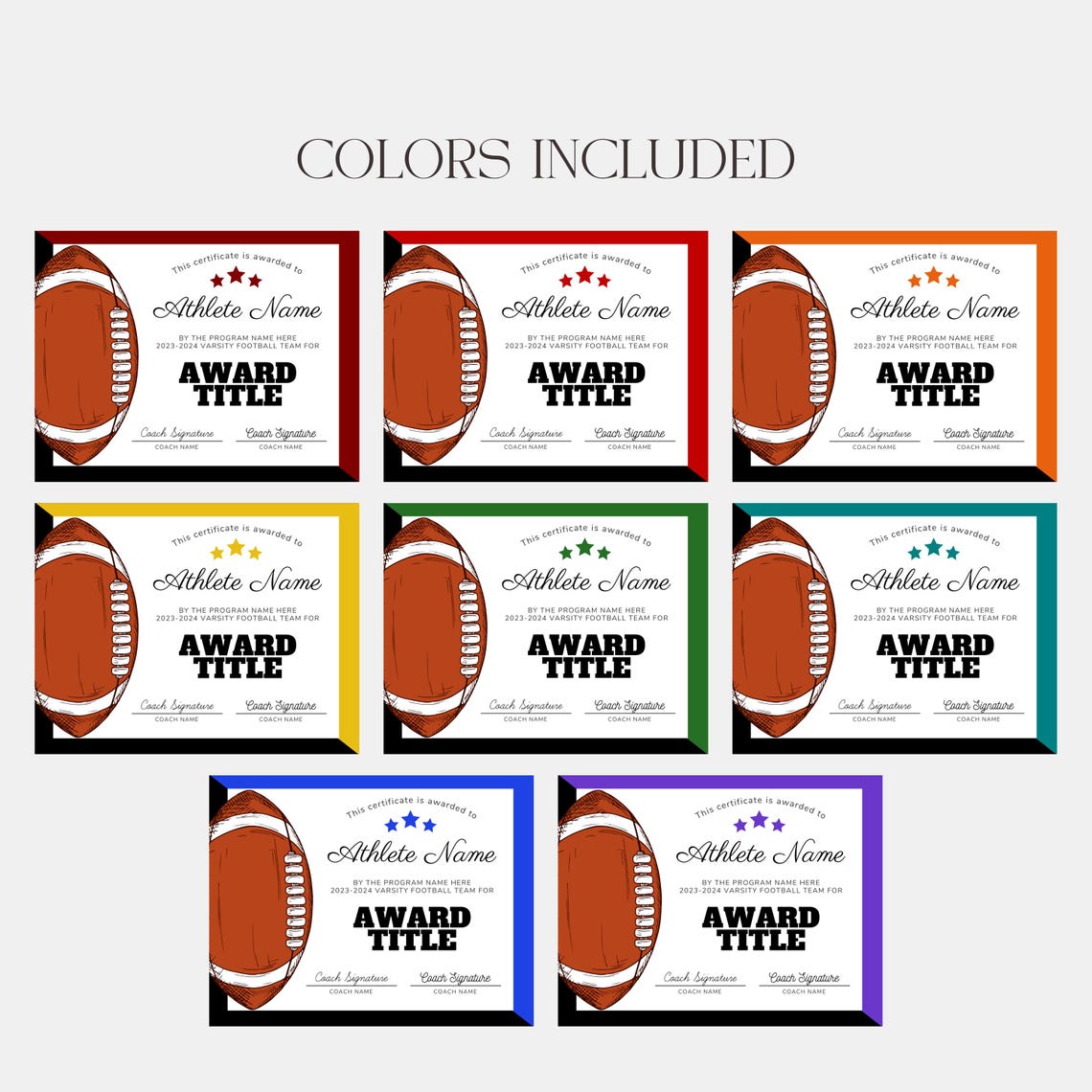 Editable Football Awards Template, Custom Football Award Certificates ...