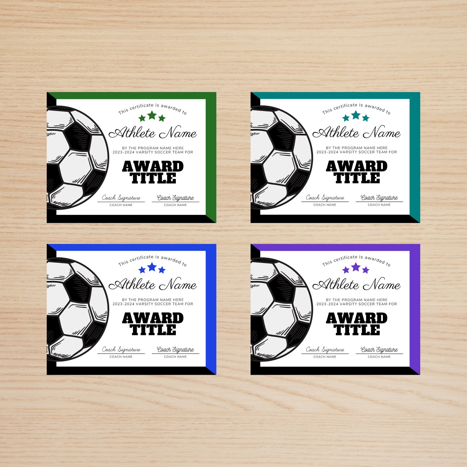 Editable Soccer Award Certificate Bundle Canva Template - Etsy
